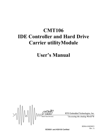 IDE Controller and Hard Drive Carrier CMT 106 User's Manual | Manualzz