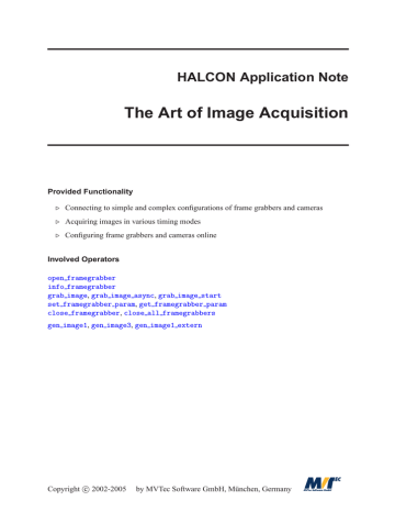 HALCON Image Acquisition Application Note | Manualzz
