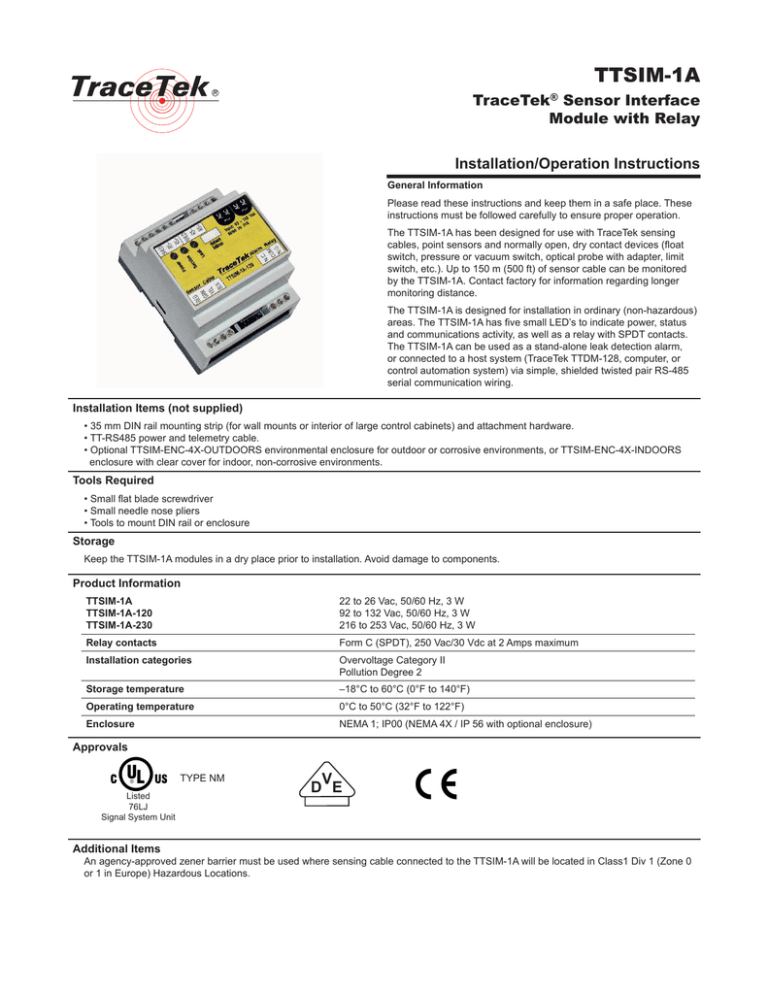 TTSIM-1A Sensor Interface Module | Manualzz