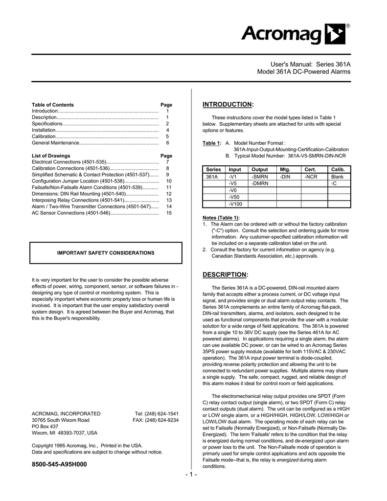Acromag 361A Series User Manual | Manualzz