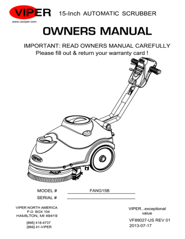 Viper Fang 15 inch Automatic Scrubber Owner`s | Manualzz