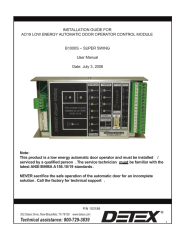 Detex AO19 Installation manual | Manualzz