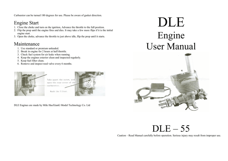 Engine User Manual DLE – 55 | Manualzz
