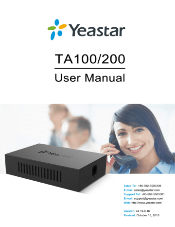 Yeastar TA100, TA200 User Manual | Manualzz