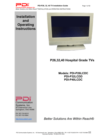 PDi PDI-P26 Installation And Operating Instructions Manual | Manualzz