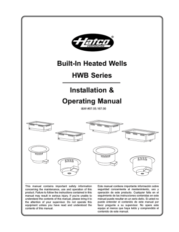Hatco RHW-1 (G150) Owner Manual | Manualzz
