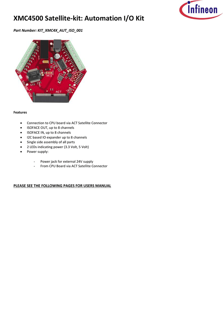 XMC4500 Satellite-kit: Automation I/O Kit | Manualzz