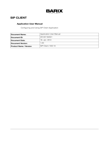 Barix SIP Client V02.13 User Manual | Manualzz