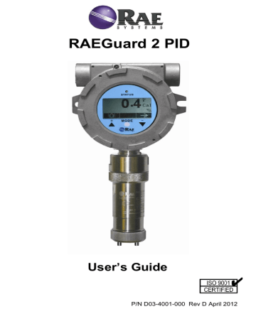 Rae RAEGuard 2 PID User manual | Manualzz