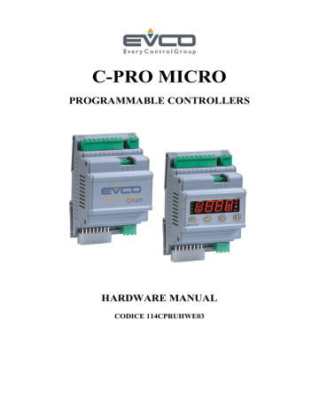 EVCO c-pro micro Hardware Manual | Manualzz