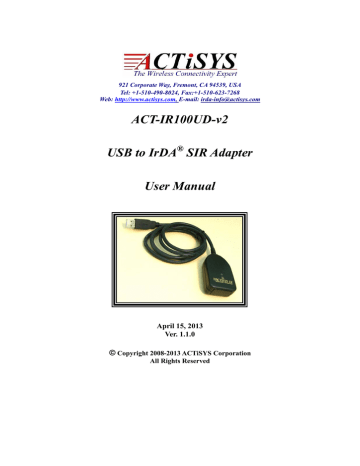 ACTiSYS IR100UD-v2 User Manual | Manualzz