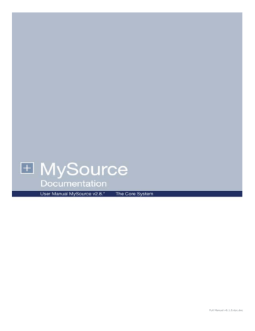 MySource v2.8 The Core System User Manual | Manualzz