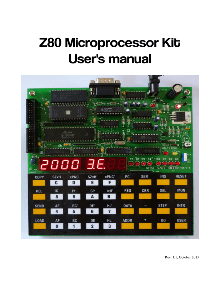Z80 Microprocessor Kit User`s manual | Manualzz