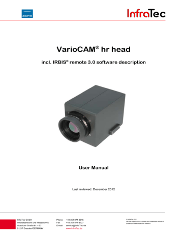 InfraTec VarioCAM® hr head User Manual | Manualzz