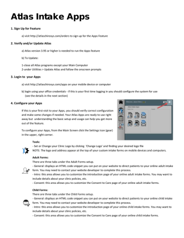 Atlas Intake Forms User Manual | Manualzz
