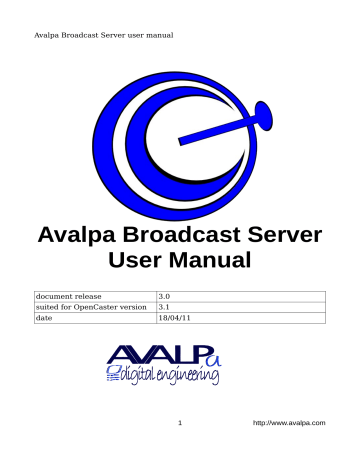 Avalpa Broadcast Server User Manual | Manualzz