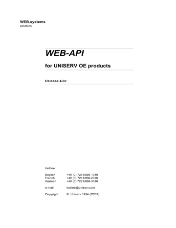 Uniserv WEB-API User Manual | Manualzz