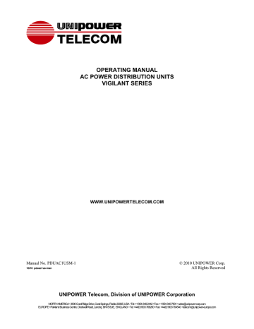 UNIPOWER VIGILANT power distribution unit operating manual | Manualzz