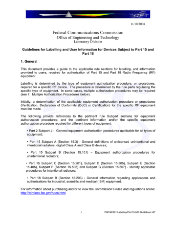 FCC Labeling Guidelines for Radio Frequency Equipment | Manualzz