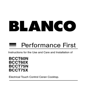 Blanco 60cm Ceramic Electric Cooktop Instructions | Manualzz