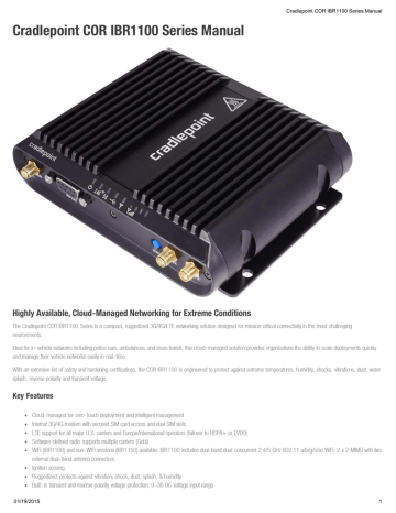 Cradlepoint COR IBR1100 IBR1100, COR IBR1100 IBR1150 User Manual | Manualzz