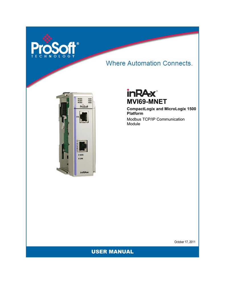 ProSoft Technology MVI69-MNET ProductsModbus TCP/IP Communication ...