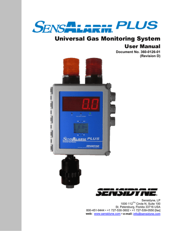Sensidyne SensAlarm Plus User Manual | Manualzz