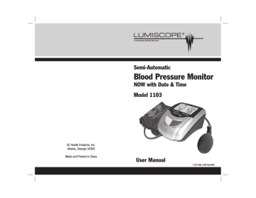 LUMISCOPE Blood Pressure Monitor 1103 User Manual | Manualzz