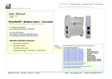 ADFWeb EtherNet/IP / Modbus Slave - Converter User Manual | Manualzz