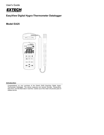 Extech EA25 Hygro-Thermometer Datalogger User's Guide | Manualzz