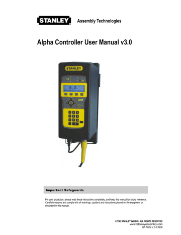 Stanley Alpha Controller QA1001 User Manual | Manualzz