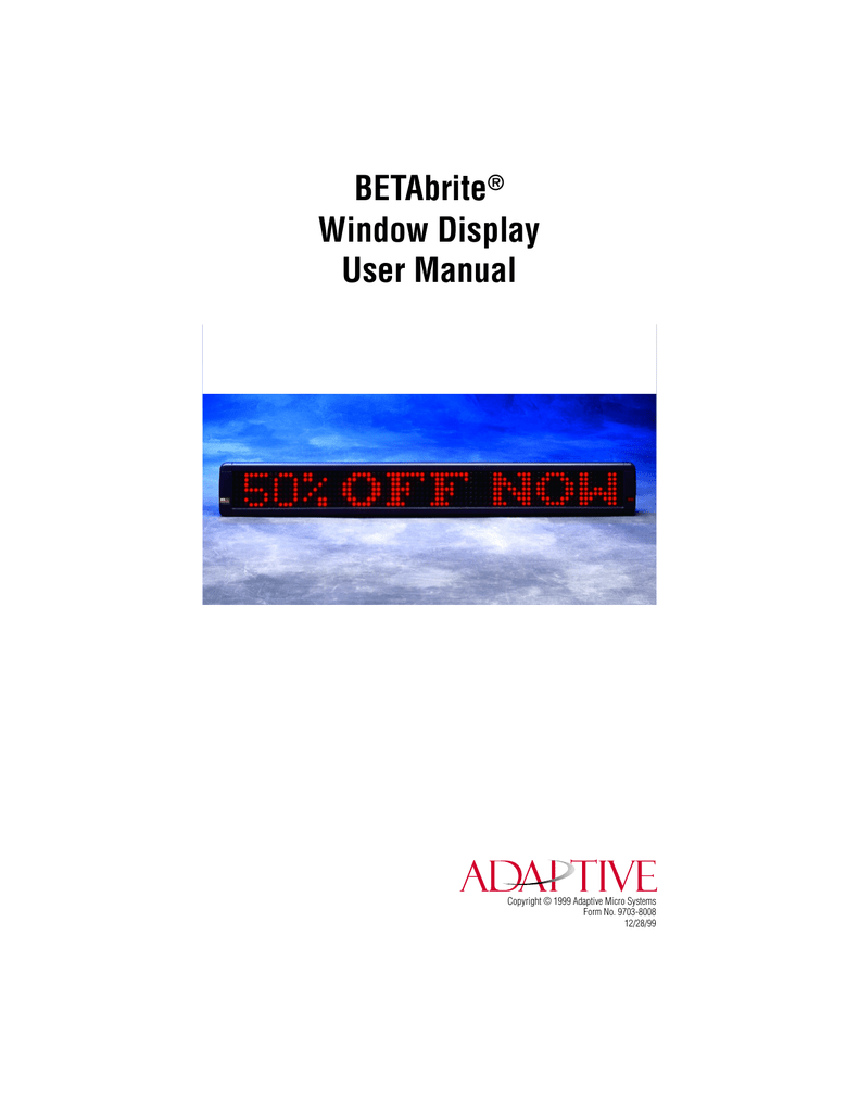 BETAbrite® Window Display User Manual | Manualzz
