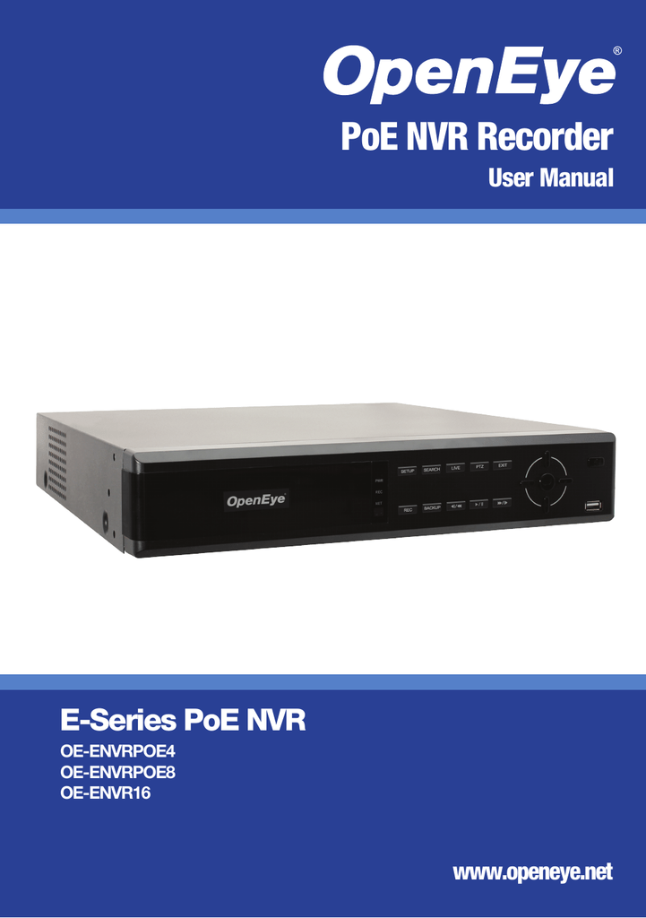 OpenEye OE-ENVRPOE8 User manual | Manualzz