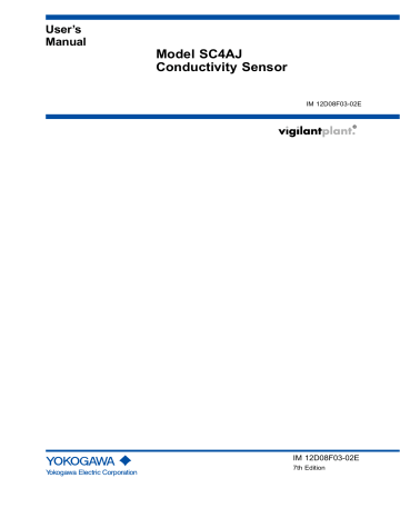 Conductivity Sensor SC4AJ User's Manual | Manualzz