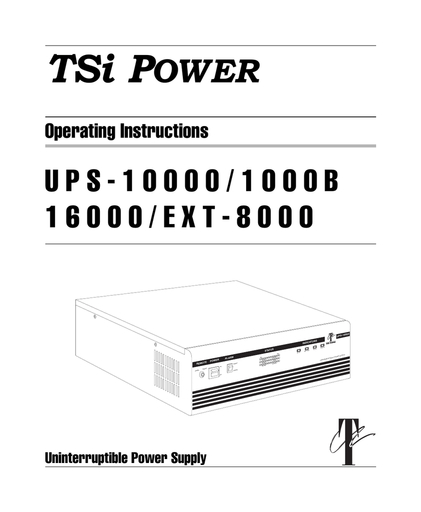 TSi Power 16000 Operating Instructions Manual | Manualzz