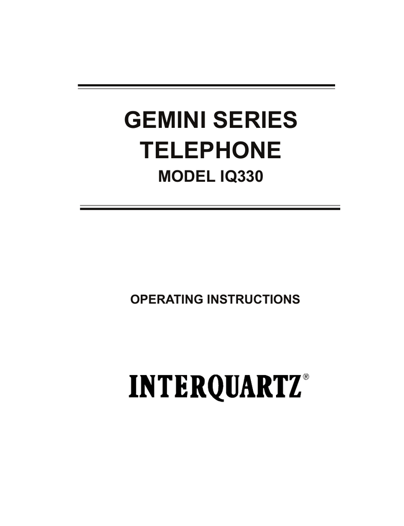Interquartz Gemini IQ330 Operating Instructions Manual | Manualzz