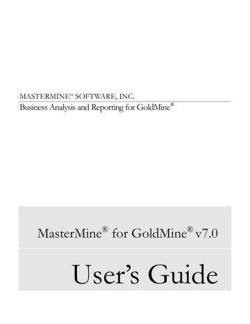 MasterMine for GoldMine User’s Guide | Manualzz