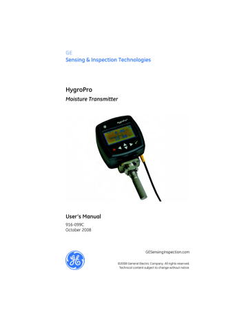 GE HygroPro Moisture Transmitter User's Manual | Manualzz