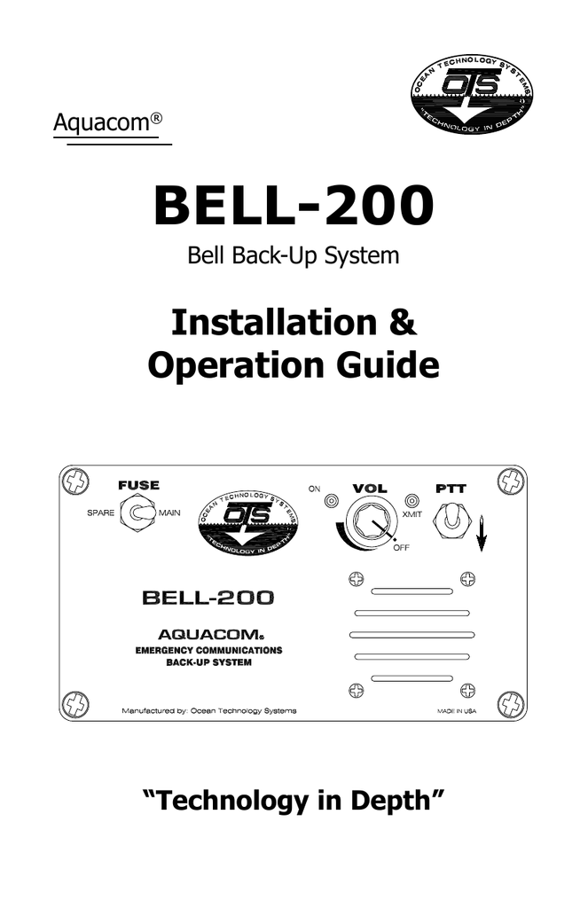 Ocean Technology Systems BELL-200 User Manual | Manualzz