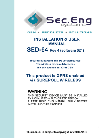 SecEng SED-64 Installation & User Manual | Manualzz