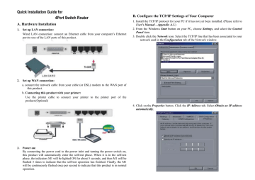 Router 4Port Switch Quick Installation Guide | Manualzz