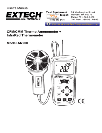 Extech AN200 Anemometer User`s manual | Manualzz