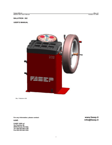 Wheel Balancer Balatron 202 User's Manual | Manualzz