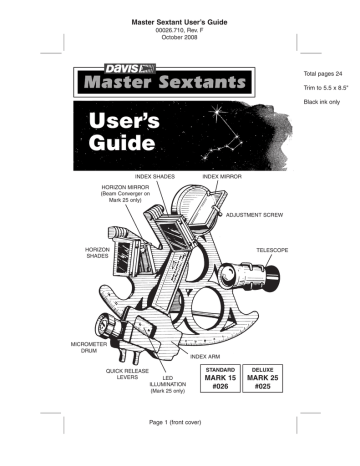 Davis Instruments Mark 15 & 25 Sextants User's Guide | Manualzz
