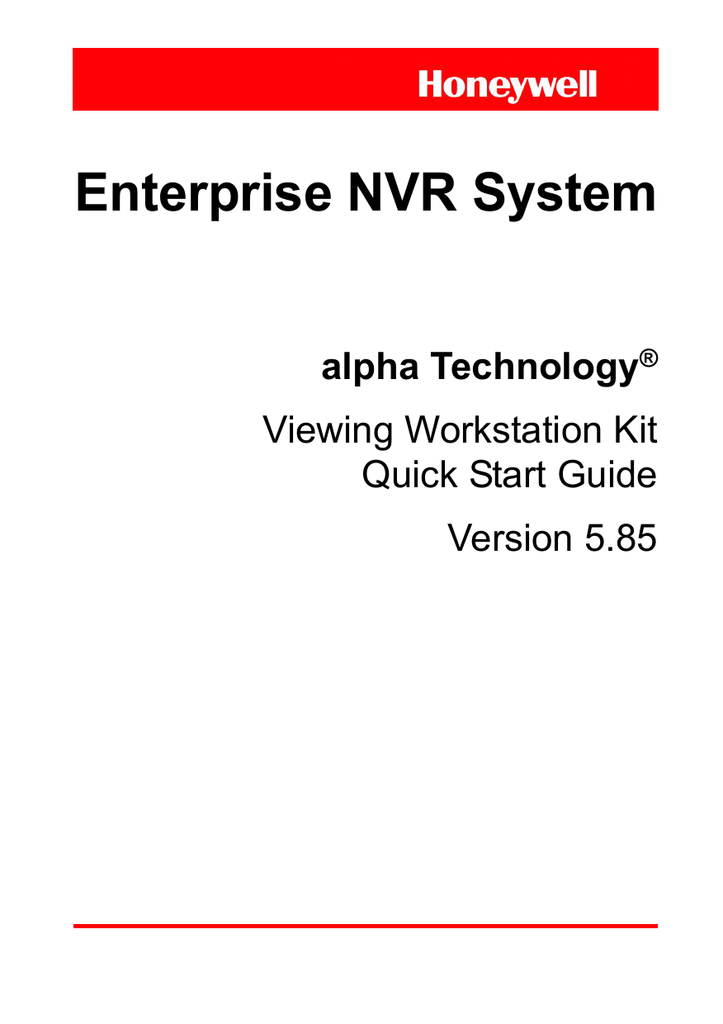 Honeywell Enterprise NVR Series Software Quick Start Guide | Manualzz