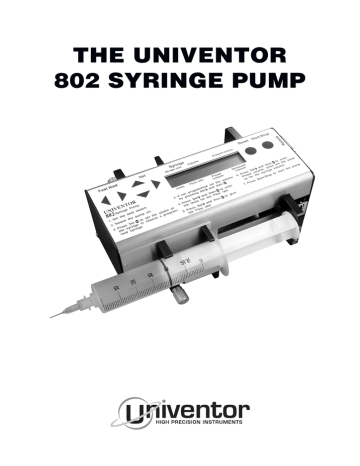 Univentor 802 Syringe Pump User Manual | Manualzz