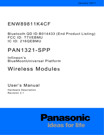 Panasonic PAN1321 SPP Bluetooth Module User's Manual | Manualzz