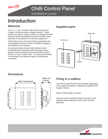 Cooper Controls 2 Chilli Control Panel Installation manual | Manualzz