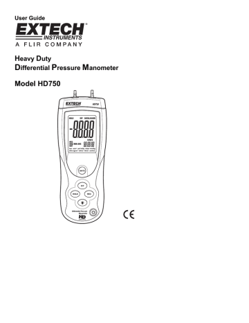 Extech HD750 Differential Pressure Manometer User Guide | Manualzz