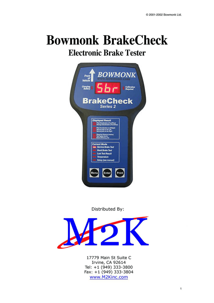 Bowmonk BrakeCheck Series 2 User manual | Manualzz